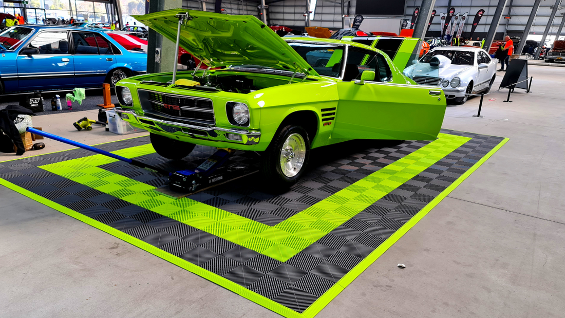 Premium Garage Tiles, Hexagon Lights & Storage | Sleek Space